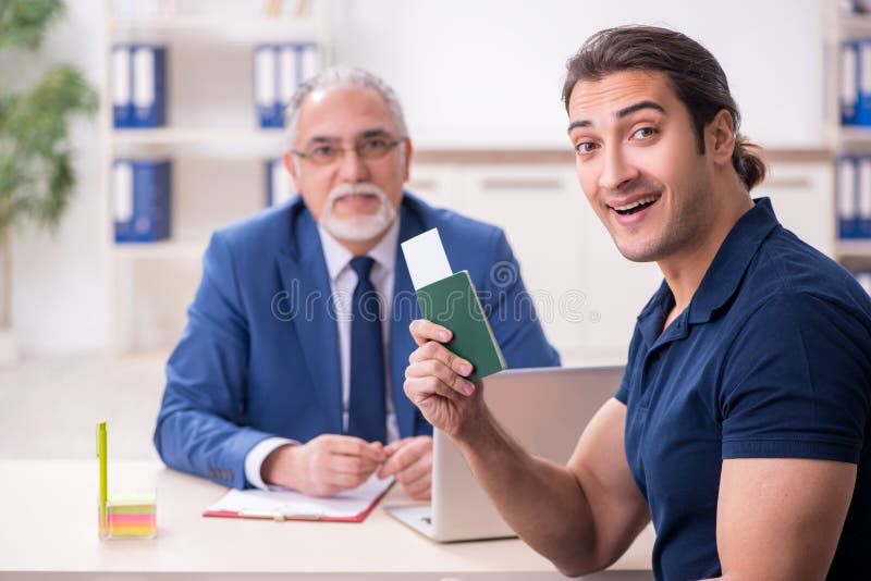 Young Man Visiting Embassy for Visa Application Stock Image - Image of ...