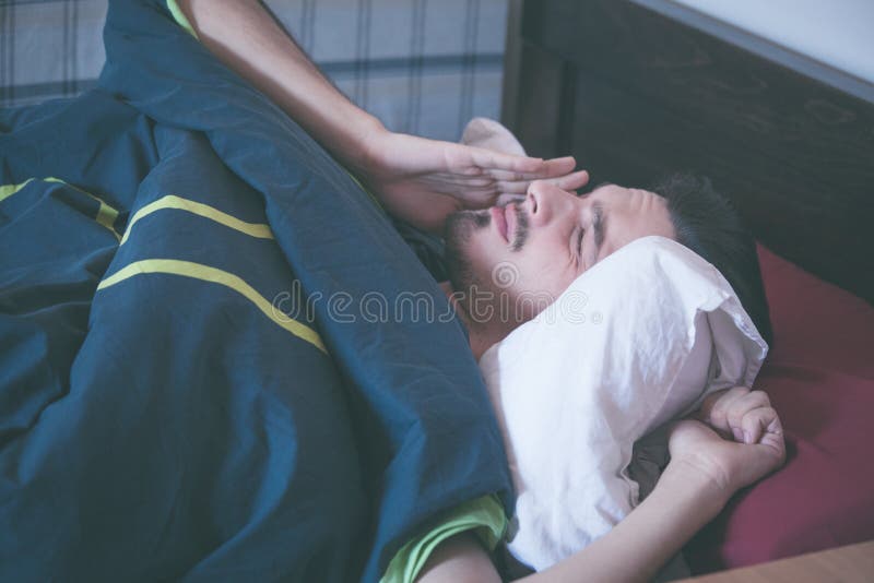 Young Man Wake Up in the Morning Rub Eyes Stock Image - Image of people ...