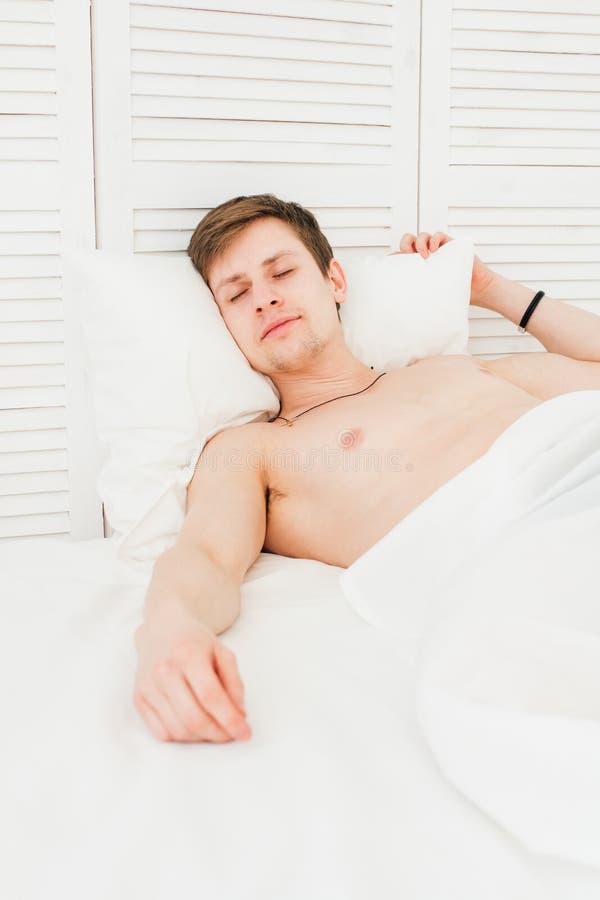 Young Man Wakes Up in the Morning Stock Image - Image of lifestyle ...