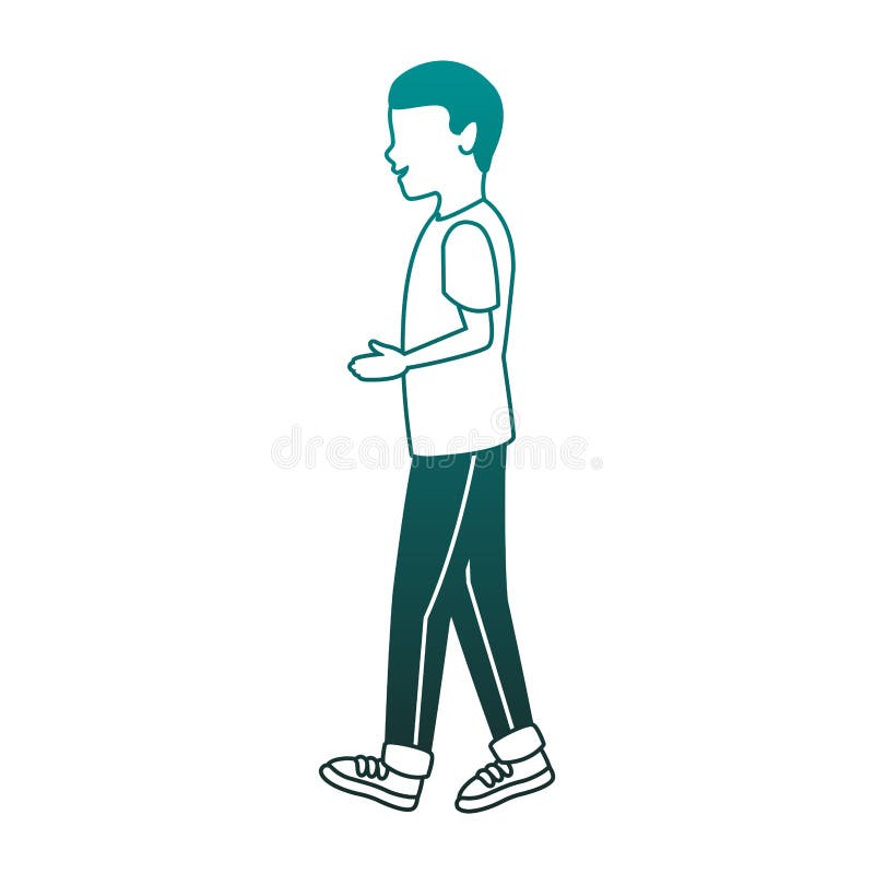 Young Man Walking in Blue Lines Stock Vector - Illustration of young ...