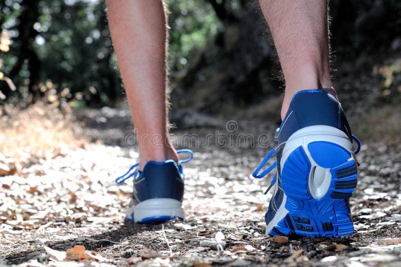 Young Man Walking on a Mountain Path. Stock Image - Image of excursion ...