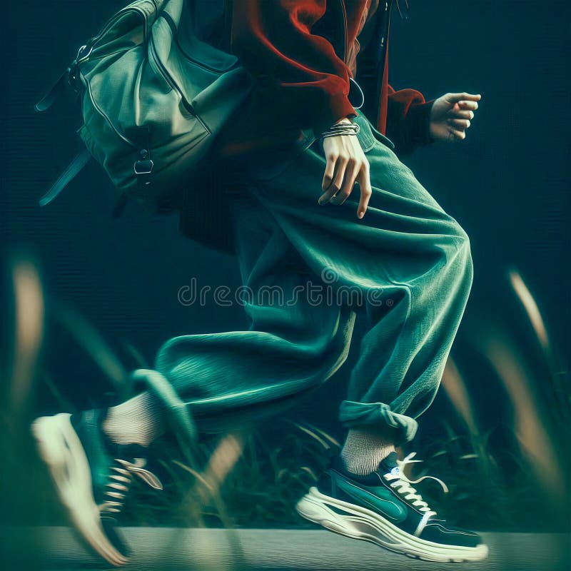 Young Man Walking in the Street. Motion Blur Effect Stock Illustration ...