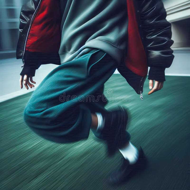 Young Man Walking in the Street. Motion Blur Effect Stock Illustration ...