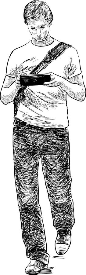 Young man walking stock vector. Illustration of walk - 49027980