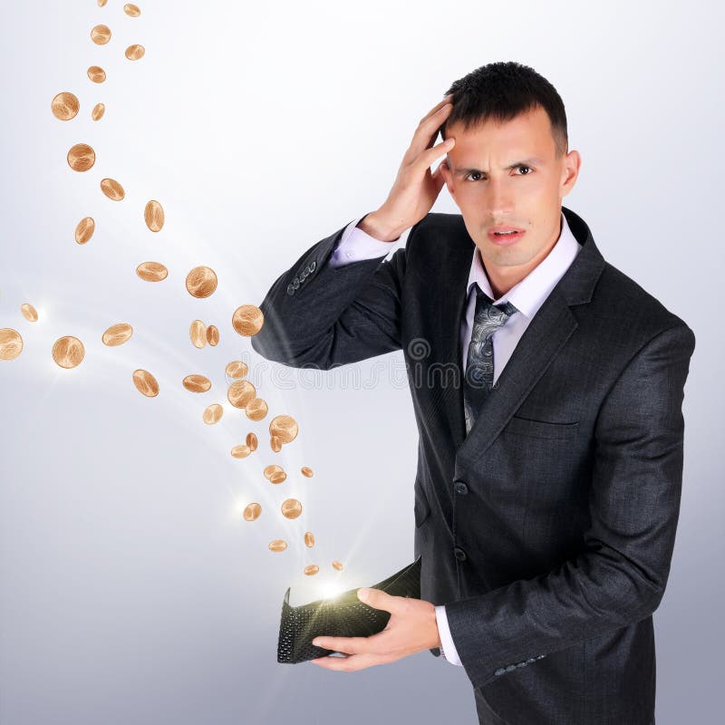 Young man with a wallet stock photo. Image of hand, male - 16366130