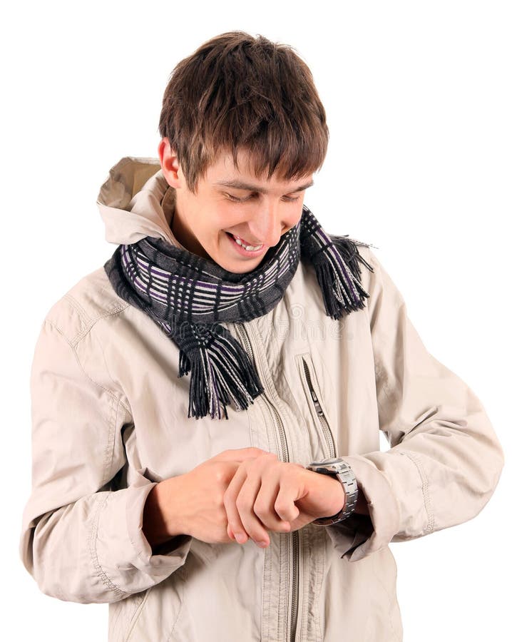 Young Man with the Watch stock photo. Image of head, joyful - 61311800