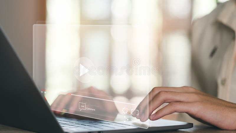 Young Man Watching Video through Wireless Technology,Training, Learning ...