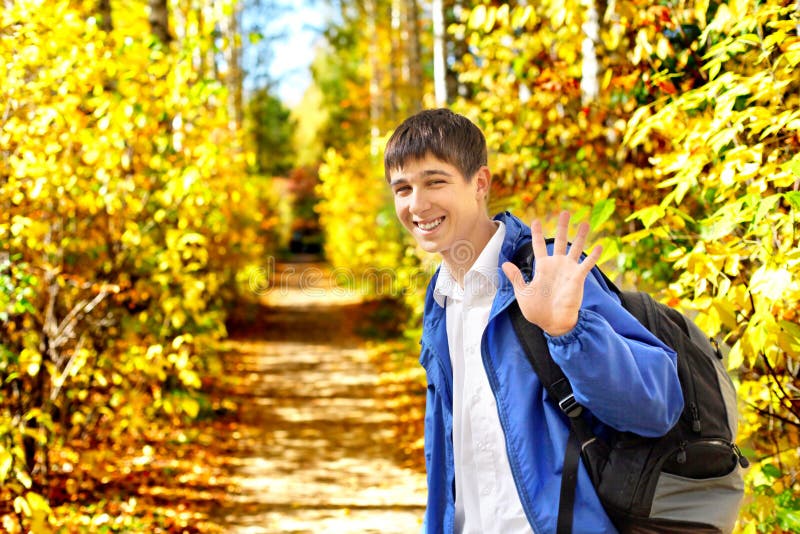 Young man wave goodbye stock photo. Image of closeup - 26376234