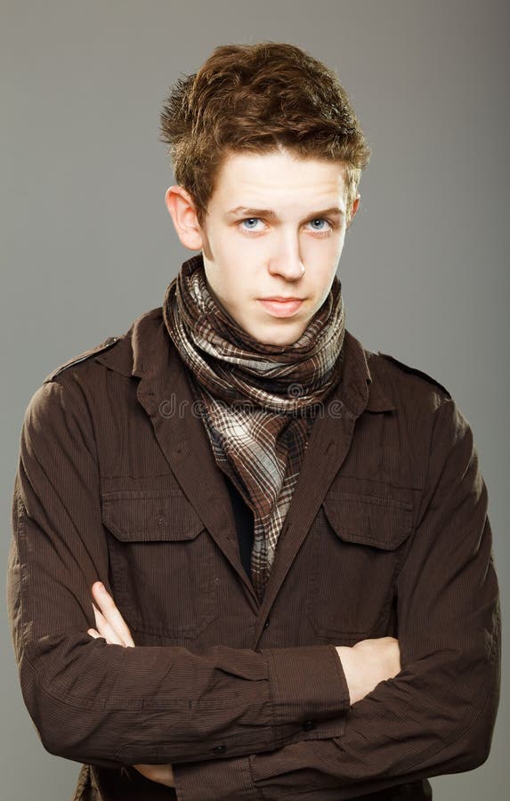Young Man Wearing Elegant Shirt and Scarf Stock Image - Image of ...