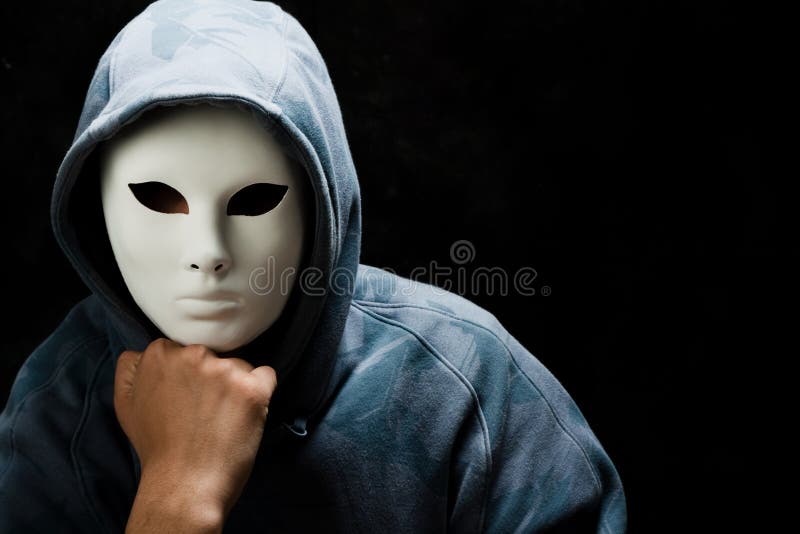 Young Man Wearing White Mask and Hood Stock Photo - Image of halloween ...