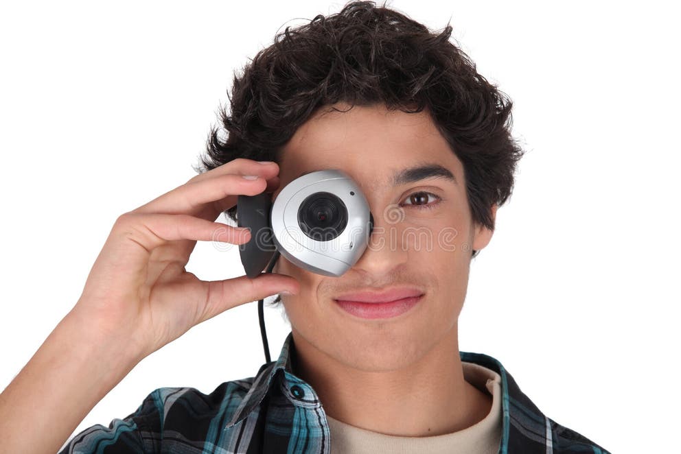 Young man with a webcam stock image. Image of chat, face - 36896709