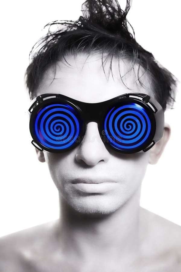 Young Man with White Skin in Strange Glasses Stock Image - Image of ...