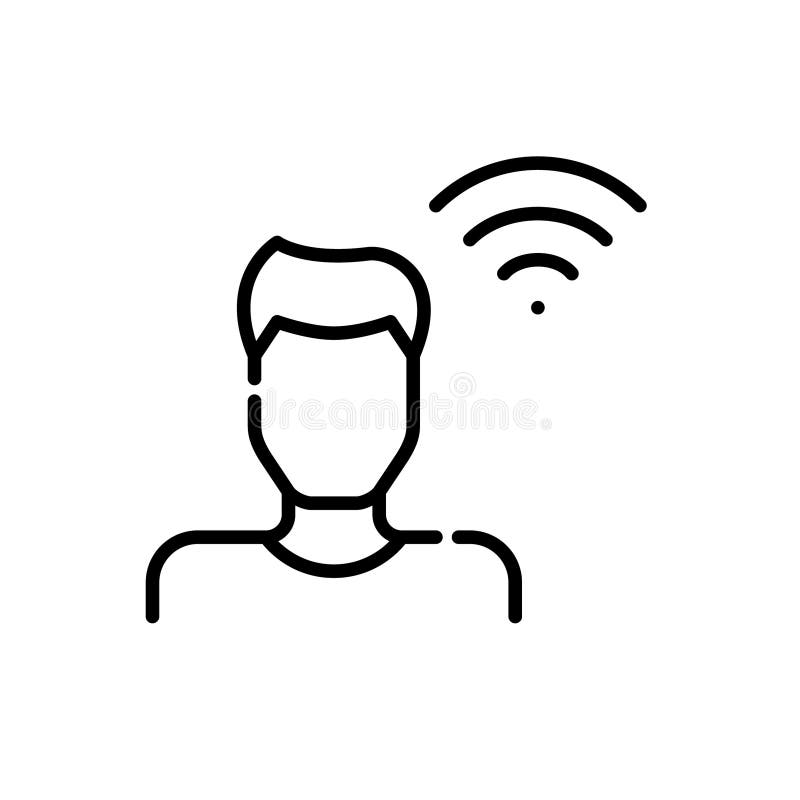 Young Man and Wi-fi Symbol. Pixel Perfect, Editable Stroke Stock Vector ...