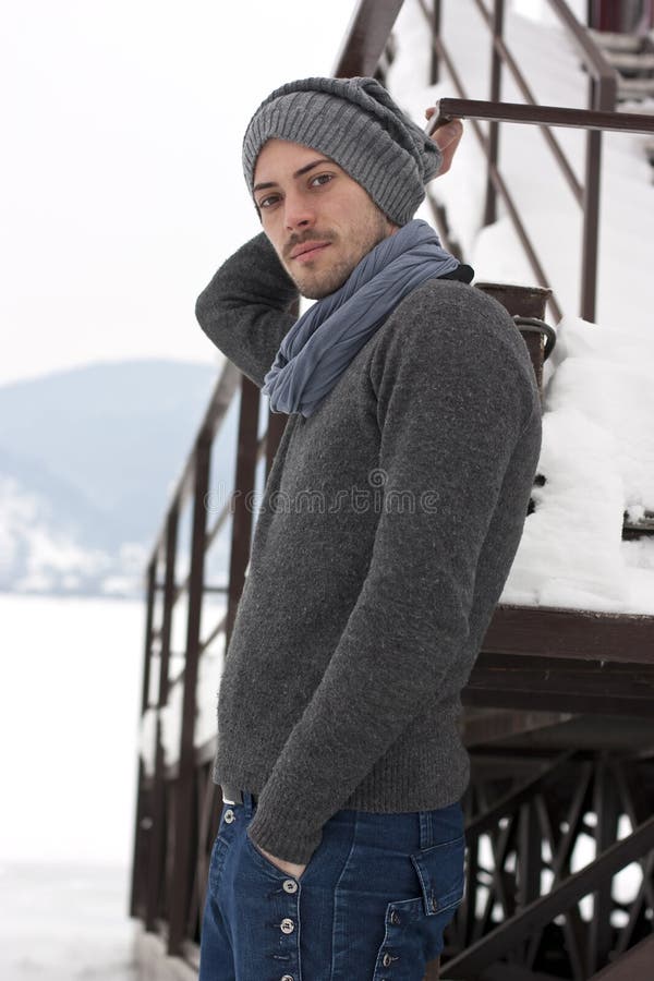 Young man in winter stock photo. Image of bristle, sincere - 23499870