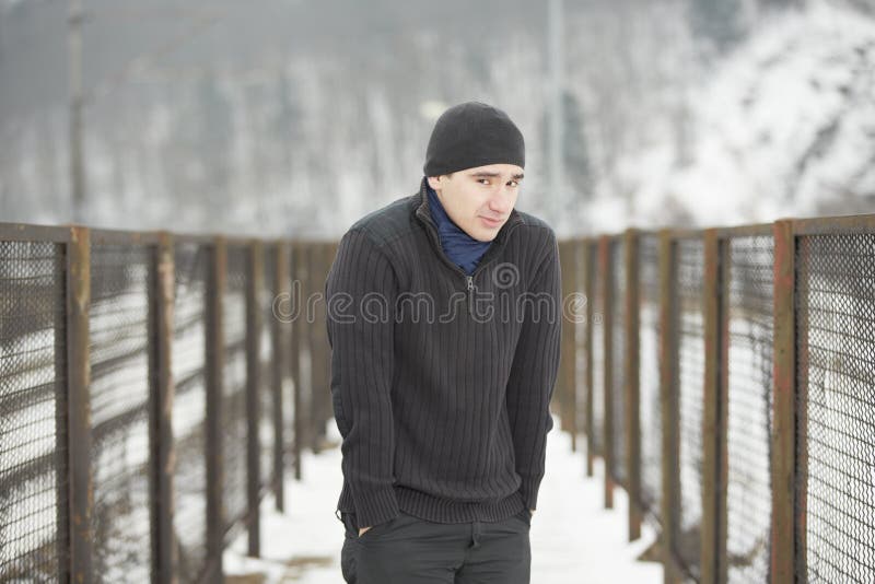 Young man in winter stock photo. Image of frosty, adult - 28921708