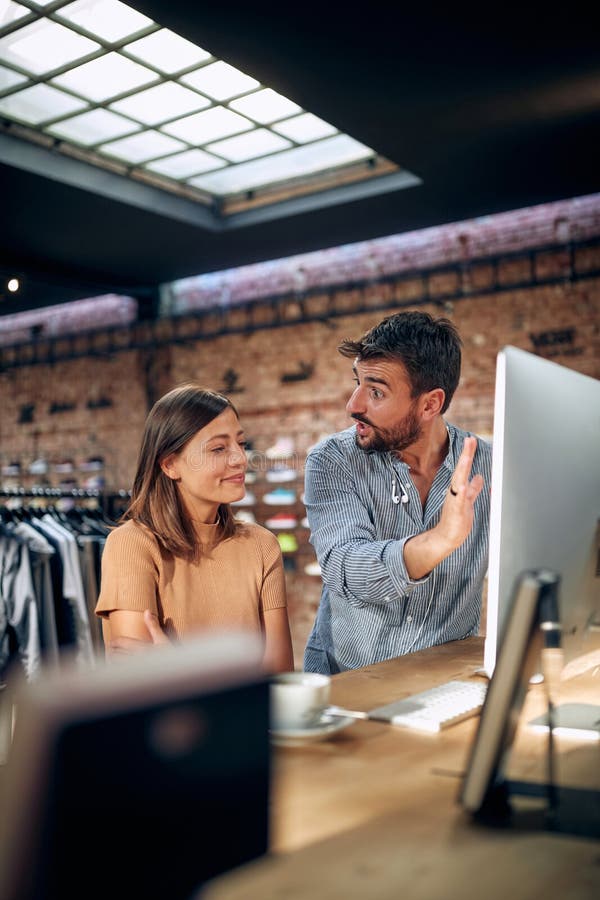 Man in Front of Computer, Back View Stock Photo - Image of business ...