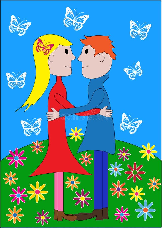 Young Man And Woman In Love Stock Illustration Illustration Of Male