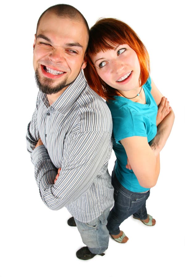 Young Man and Woman Stand Back To a Back Stock Photo - Image of full ...