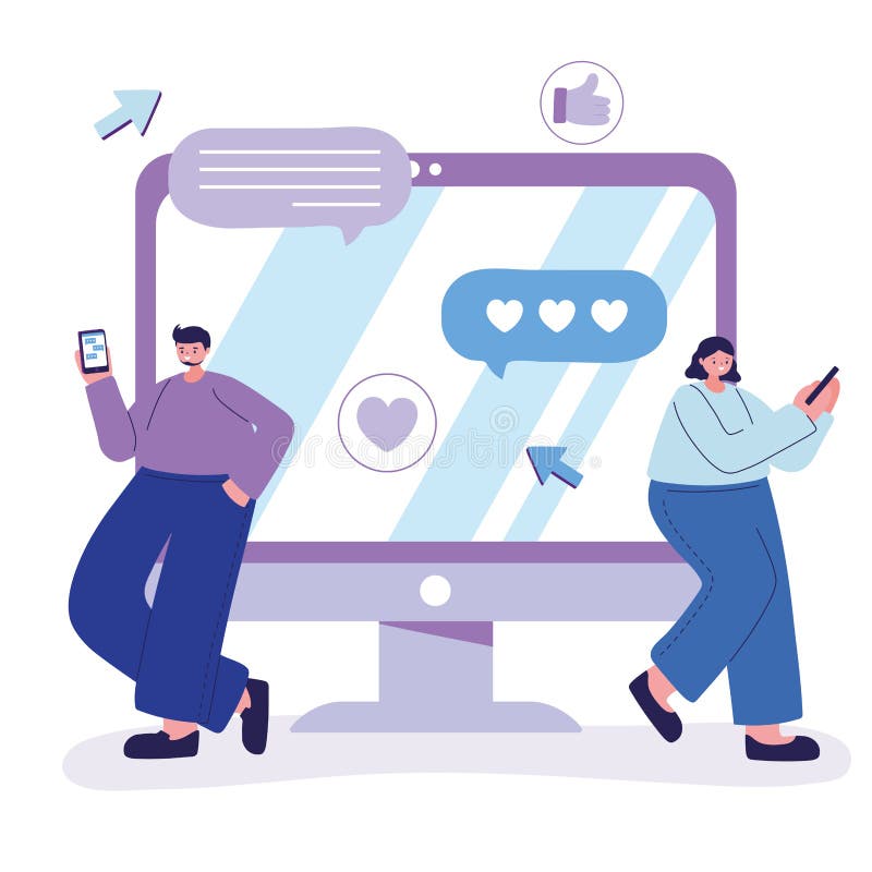 Computer with Social Media Icons Stock Vector - Illustration of ...