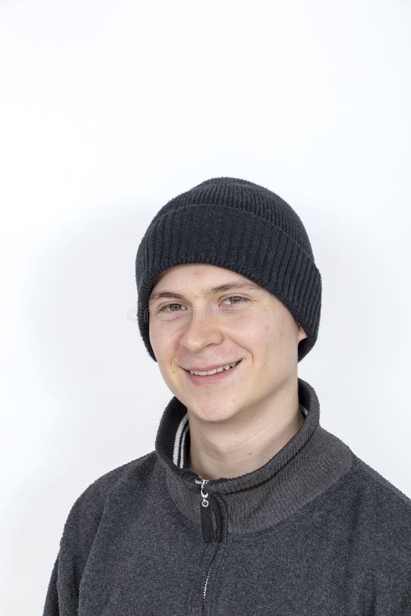 Young man with wooly hat stock photo. Image of beret - 138567248