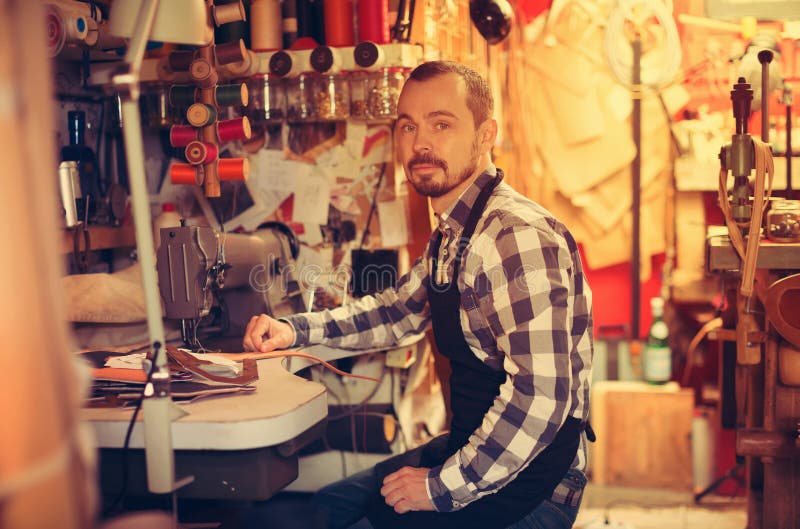 Young Man Worker Displaying His Workplace Stock Image - Image of ...