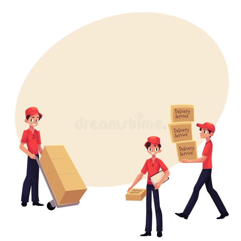 Young Man Working As Courier, Delivering Goods, Parcel, Boxes Stock ...