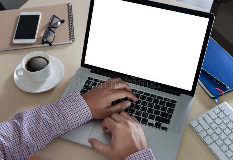 Young Man Working Businessman Using a Desktop Computer of the Bl Stock ...