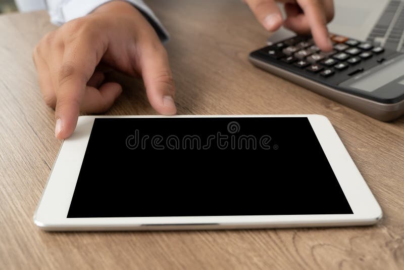 Young Man Working Businessman Using a Desktop Computer of the Bl Stock ...
