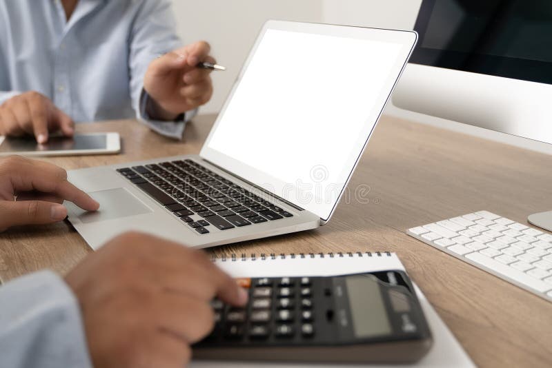 Young Man Working Businessman Using a Desktop Computer of the Bl Stock ...