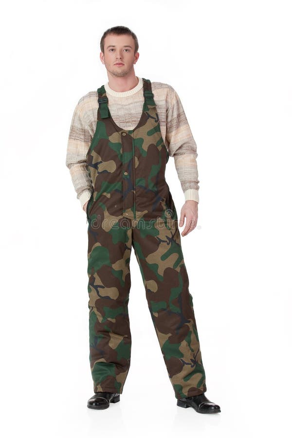 Young Man in Working Clothes Stock Image - Image of working, hunting ...