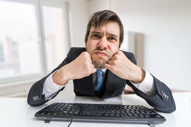 Young Suspicious or Skeptic Man is Looking at You. View from Top Stock ...