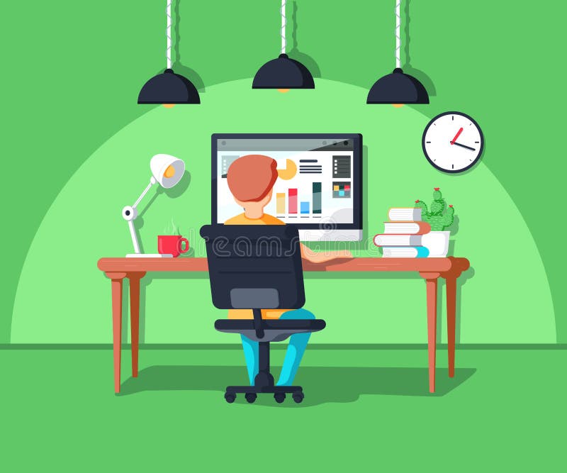 Young Man Working on the Computer Programmer, Business Analysis, Design ...