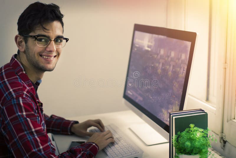 Young Man Working on the Desk Stock Image - Image of banking, lifestyle ...