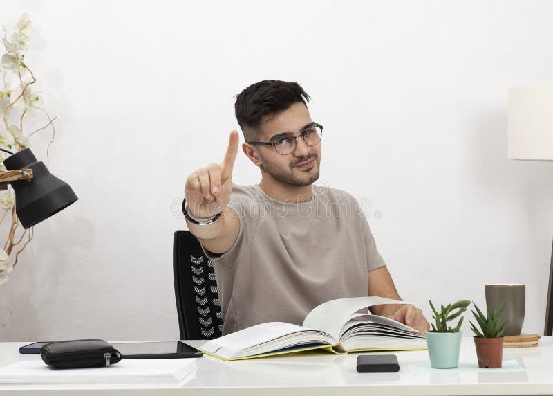 Young Man Working in Home Office.education.business.e-commerce Stock ...