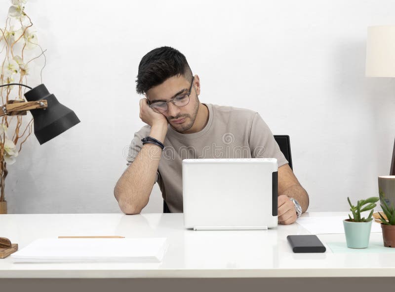 Young Man Working in Home Office.education.business.e-commerce Stock ...