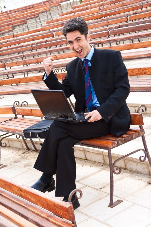 Young Man is Working on Laptop. Stock Image - Image of dressed, macho ...