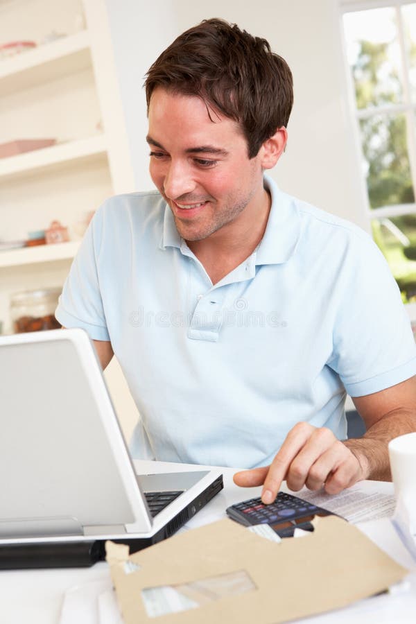 Young Man Working with Laptop Computer Stock Photo - Image of person ...