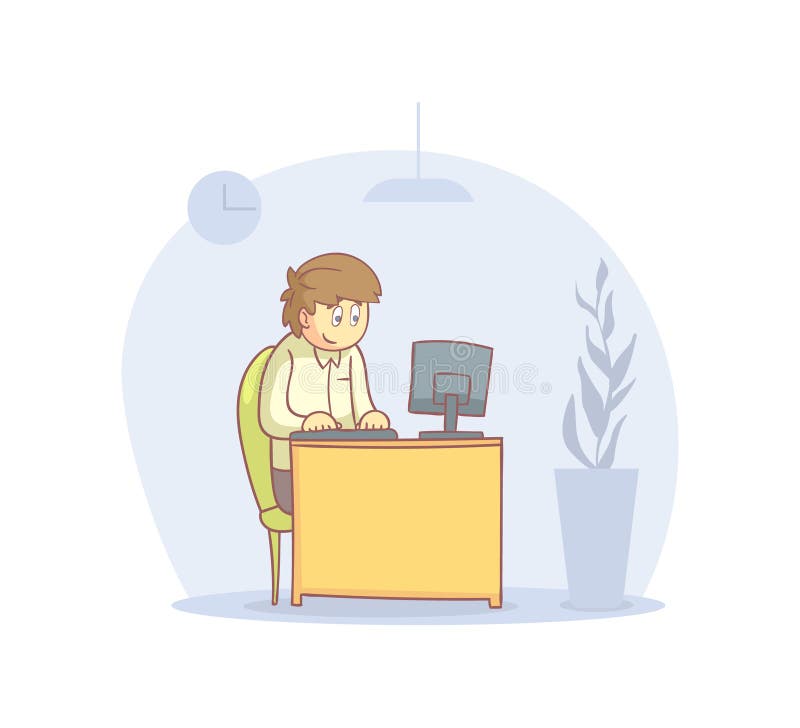 Cartoon Man Working Computer Stock Illustrations – 14,595 Cartoon Man ...