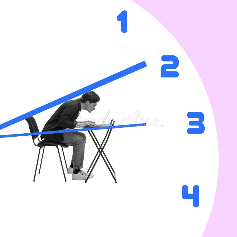 Young Professional Working Laptop Focus Contemporary Illustration Stock ...