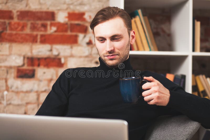 Young man with a laptop stock image. Image of businessman - 115202493