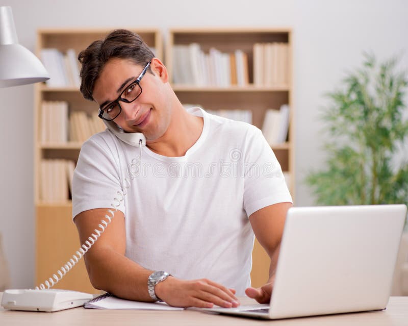 Young Man Working in the Office Stock Image - Image of laptop ...