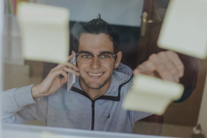 Young Man Working and Organizing Stock Photo - Image of meeting ...