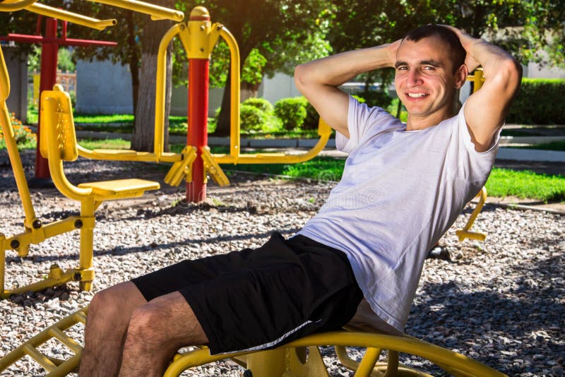 Young Man Working Out Outdoor Stock Photo - Image of athletic, exercise ...