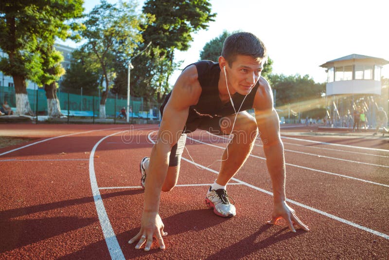 Young Man Working Out on Running Track Stock Image - Image of outdoor ...