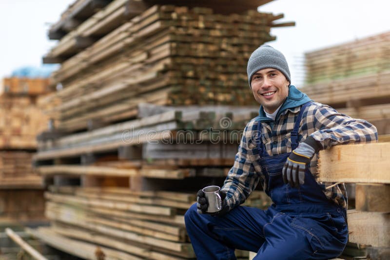 Young Male Worker in Timber Warehouse Stock Image - Image of logistics ...