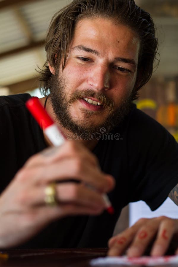 Young man writing stock photo. Image of painting, accounting - 27731056