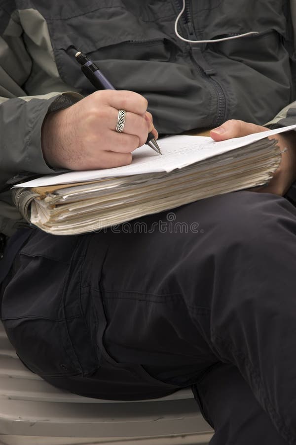 Man s hand writing at desk stock photo. Image of legal - 4064800