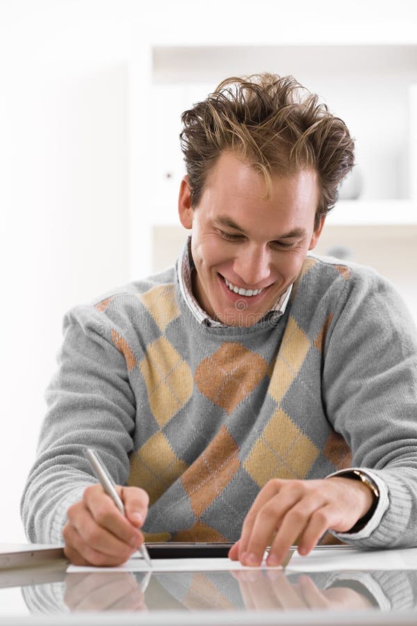 Happily writing a letter stock image. Image of letter - 21489213