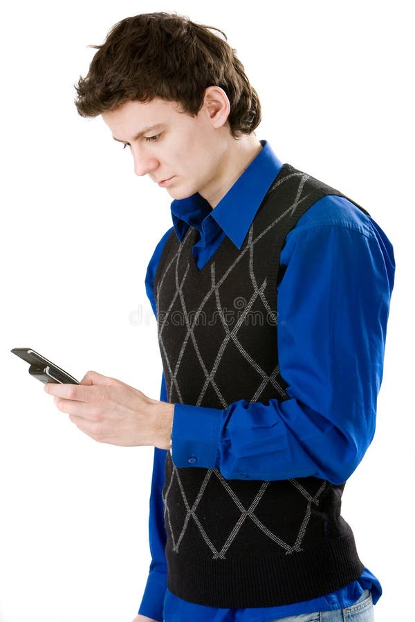 Young Man Writing Text Message Stock Image - Image of businessman ...