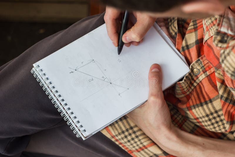 The Young Man Wrote Mathematical Formulas Stock Image - Image of ...